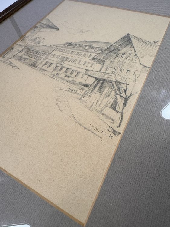 Vintage Lithographien Huttwil signiert P. Straz 1978 gerahmt (Gebraucht ...