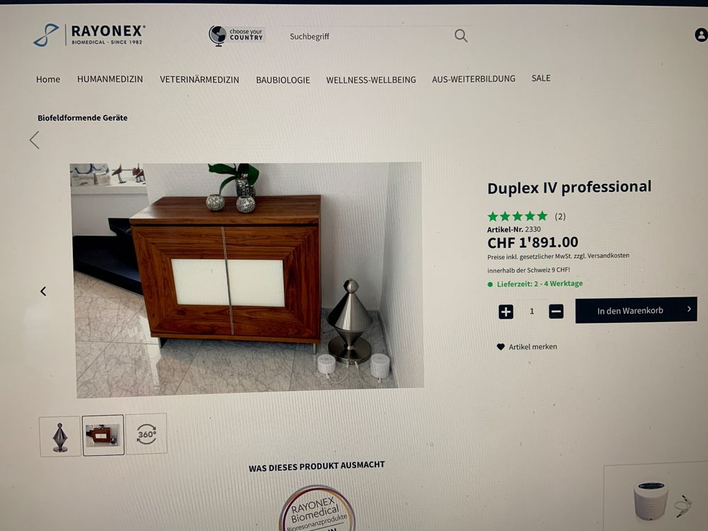 RAYONEX Duplex IV Bioresonanz Elektrosmog (Gebraucht) in Einsiedeln für ...