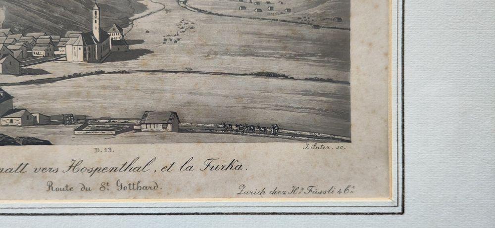 Antiker Stich Andermatt v. Hospenthal Route du St. Gotthard (Gebraucht ...