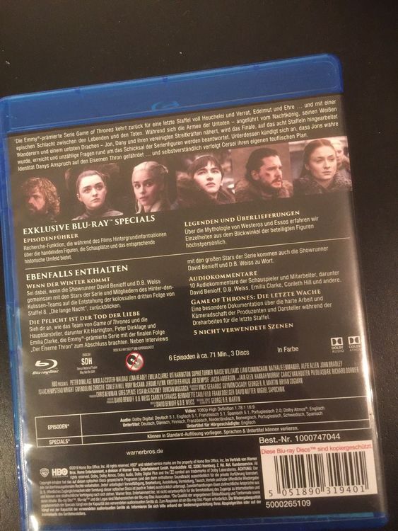 Game of Thrones Staffel 8 Blu-Ray neu und ungeöffnet (Neu und ...