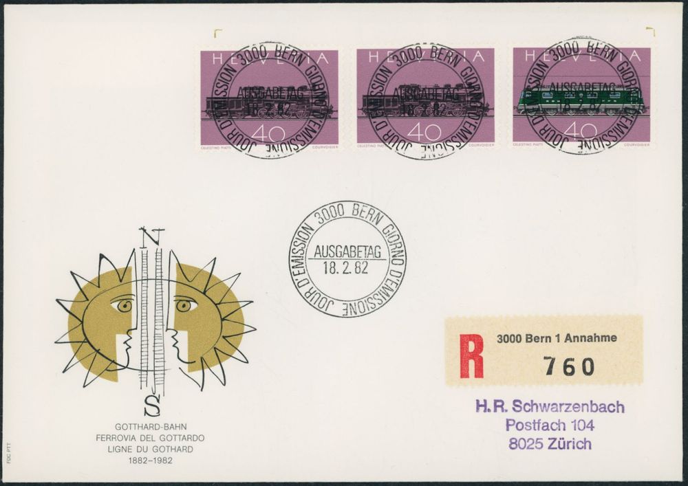 1982 - Gotthard Bahn - Ersttagsbrief FDC - ET Voll Stempel | Kaufen auf Ricardo