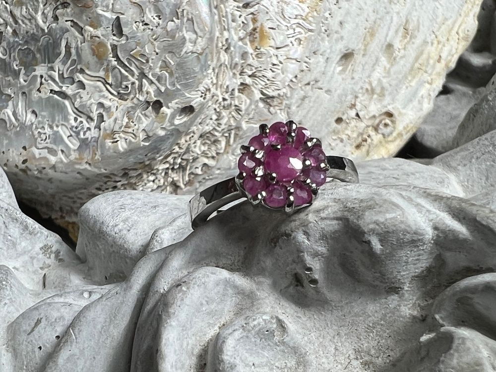 Rubin Ring klein - 925 Sterling Silber - Gr 52 - Blume | Kaufen auf Ricardo