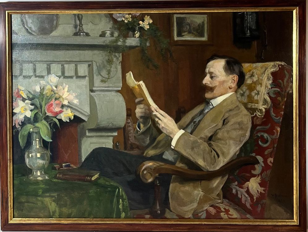 Wilhelm Balmer - Grosse Ölgemälde von ein Lesender Mann (Gebraucht) in ...