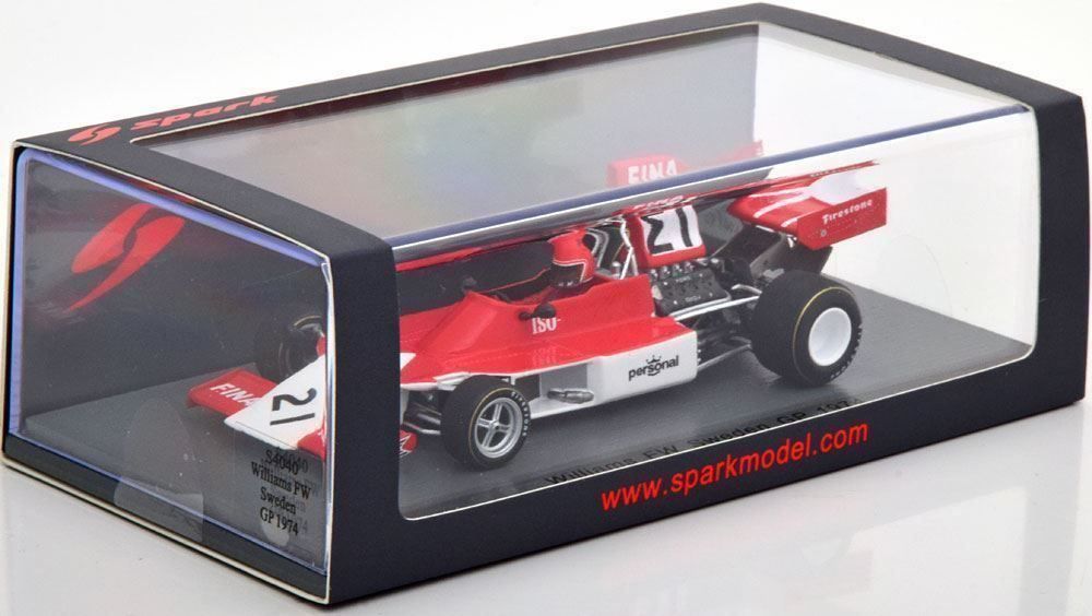 WILLIAMS FW #21 GP Schweden 1974 (Tom Belso) 1:43 von SPARK (Neu und originalverpackt) in ...