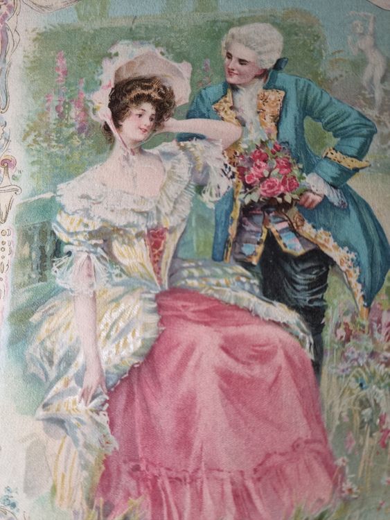 Tableau estampe sur soie, thème romantiques de 1908 (Gebraucht) in Les ...