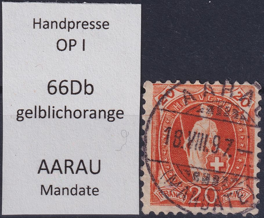 66D.b mit sauberem Orts-Stempel von AARAU +Expertise (D'occasion) à ...