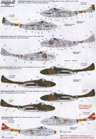 Decals zu de Havilland DH.115 Vampire T.55 1/72 (Neu und ...