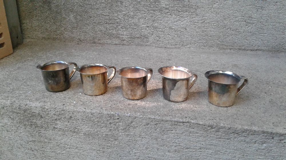5 x Rahm.- Milch - Krüglein versilbert / Vintage Räumung (Neu und ...