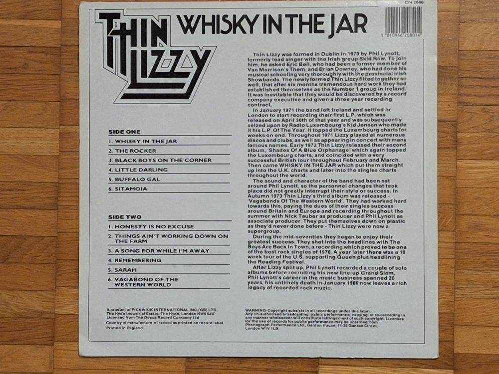 Thin Lizzy, Whisky In The Jar - Vinyl LP UK 1986 (Neu (gemäss ...