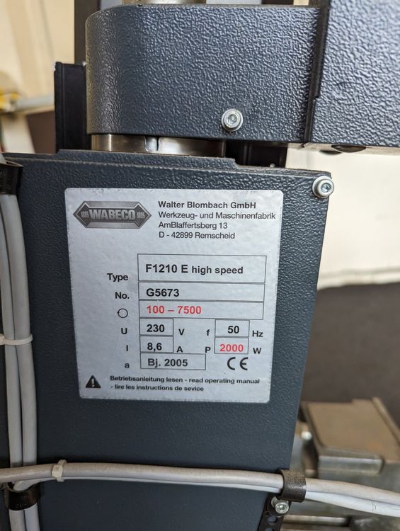 Wabeco Fräsmaschine F1210 high speed | Kaufen auf Ricardo