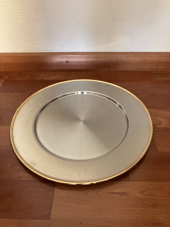 Spring Switzerland Servierteller Inox 18/10, Goldrand (Neu (gemäss ...