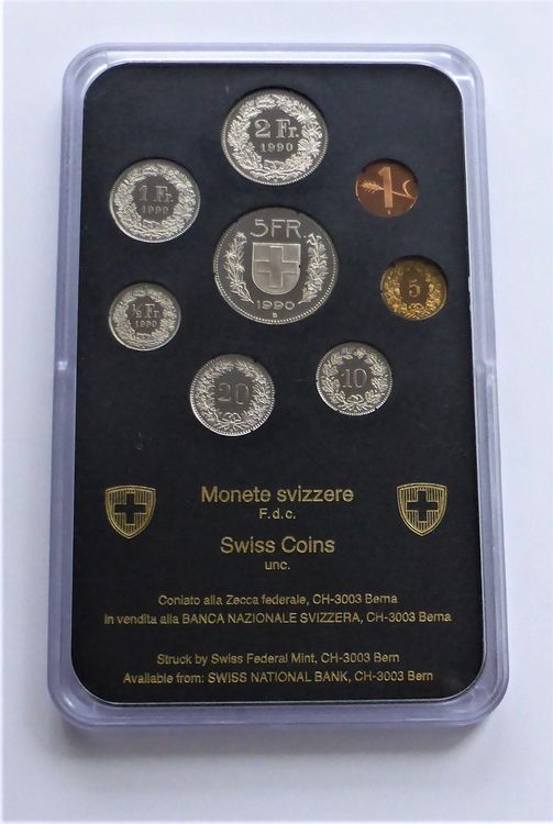 CH Münzsatz 1990 - FDC / stgl (Neu und originalverpackt) in Buochs für CHF 22 – mit Lieferung ...