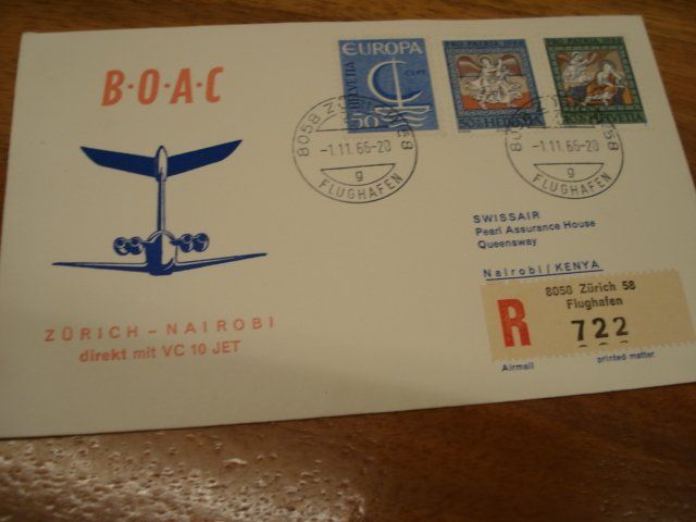 Brief Erstflug 1966, BOAC, Zürich - Nairobi, Kenya (Gebraucht) in ...