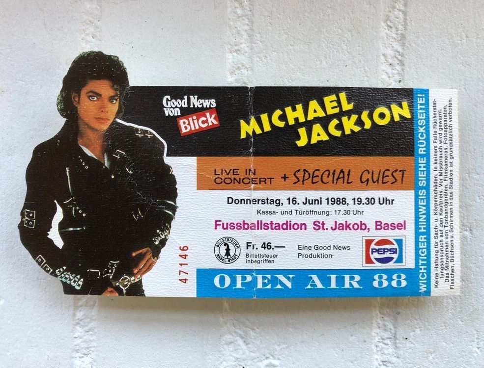 Michael Jackson Ticket Basel 1988 | Kaufen auf Ricardo