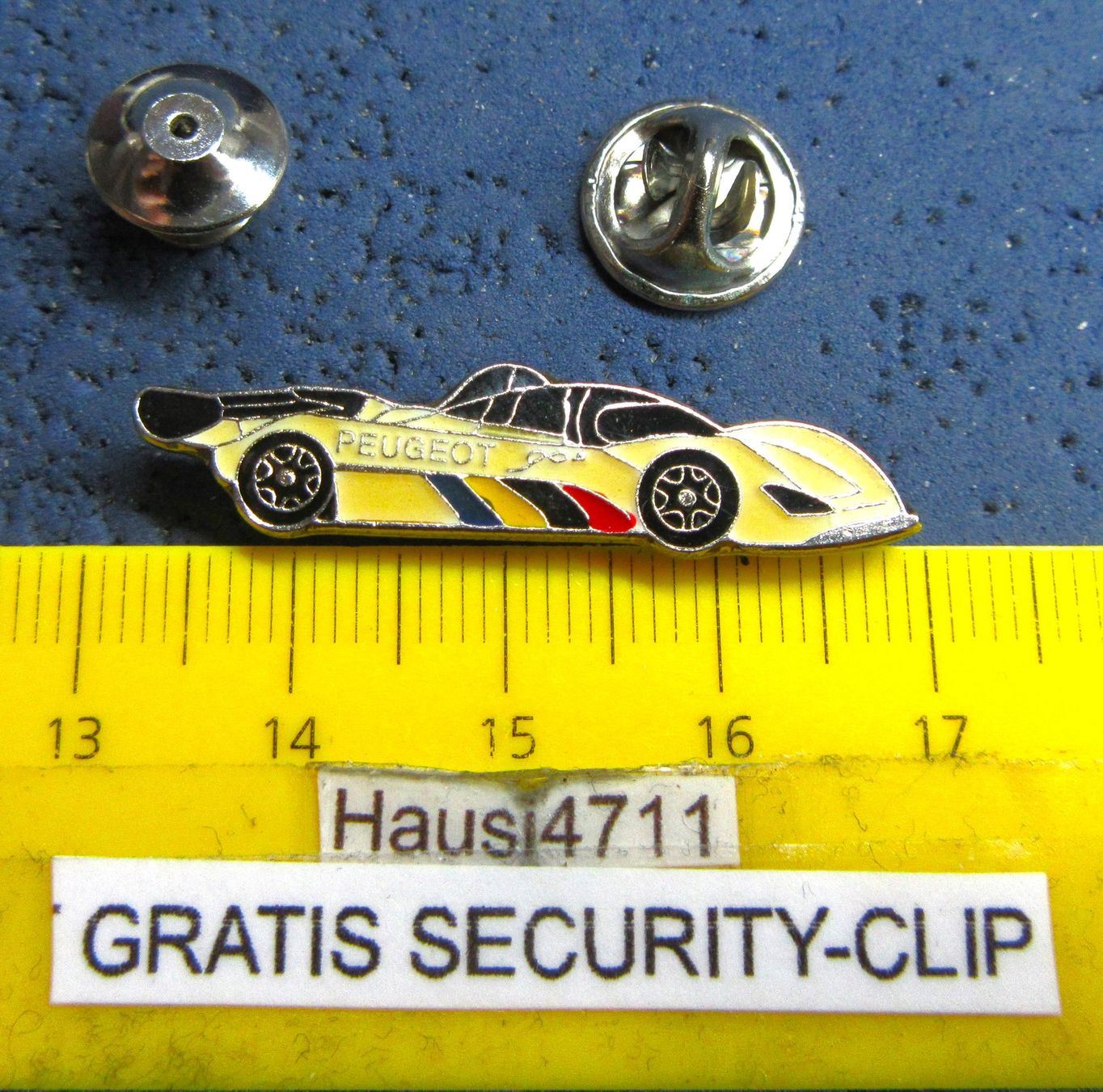 PEUGEOT LE-MANS RACING-CAR AUTO PIN GLASIERT m.SECURITY-CLIP (Gebraucht ...
