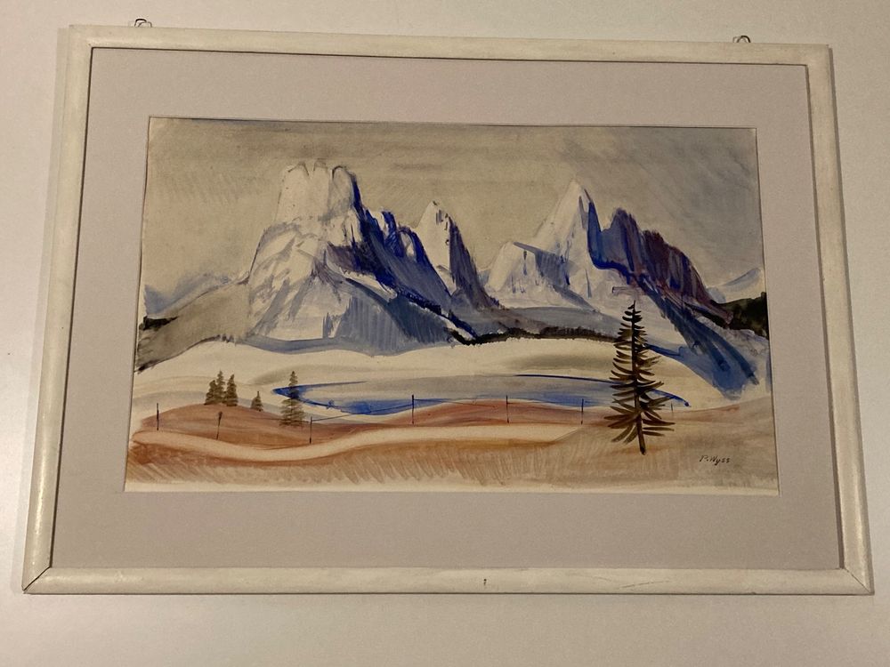 Paul Wyss (1897-1984) Aquarell Winterlandschaft mit Berge | Kaufen auf Ricardo