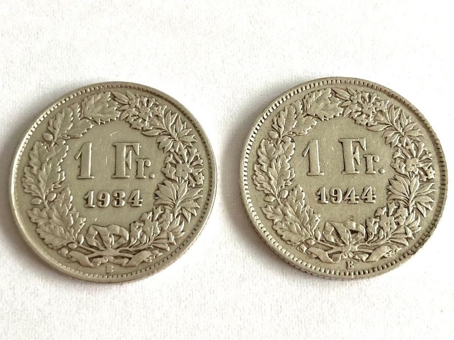 2 x 1 Franken 1934, 1944 | Kaufen auf Ricardo