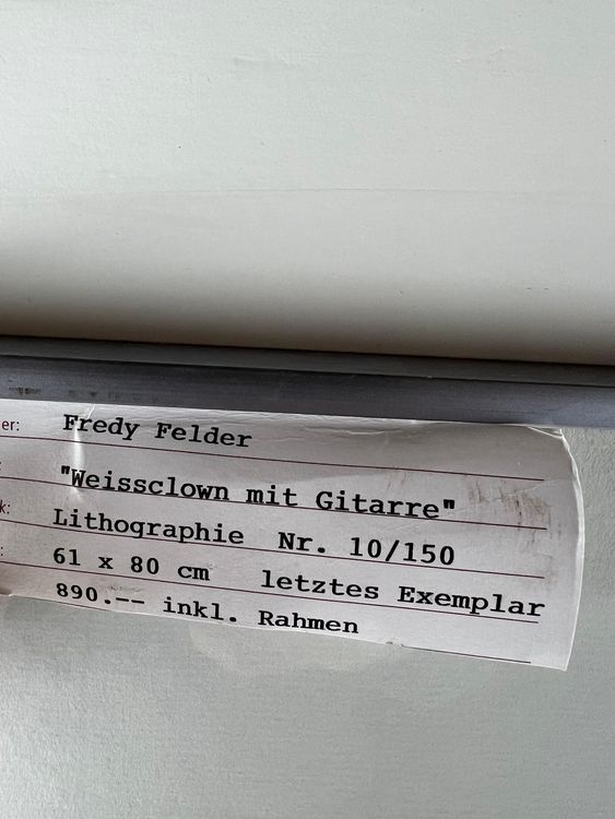 Fredy Felder Weissclown mit Gitarre Lithographie Handsignier | Kaufen ...