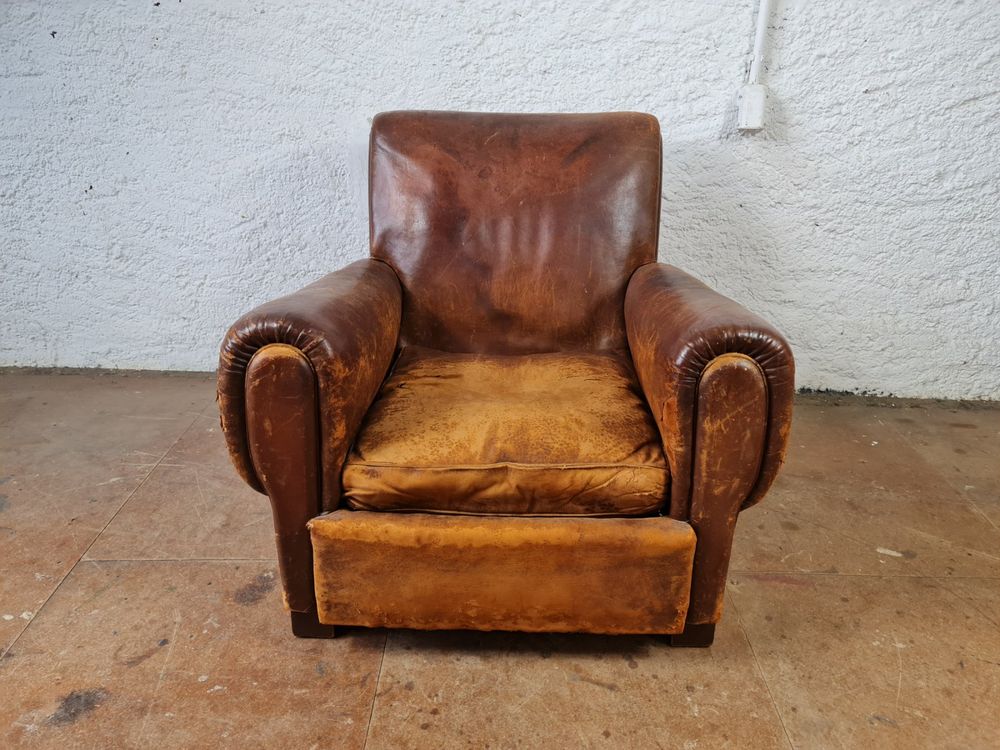 Originaler Art-Deco Ledersessel Couchsessel Clubsessel Braun | Kaufen ...