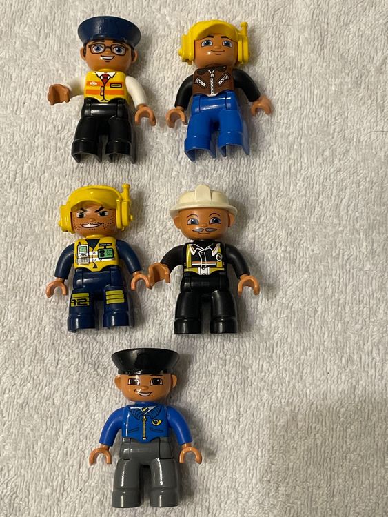 5 Lego Figuren Bauarbeiter Polizei Zugführer Konvolut Set (Gebraucht ...