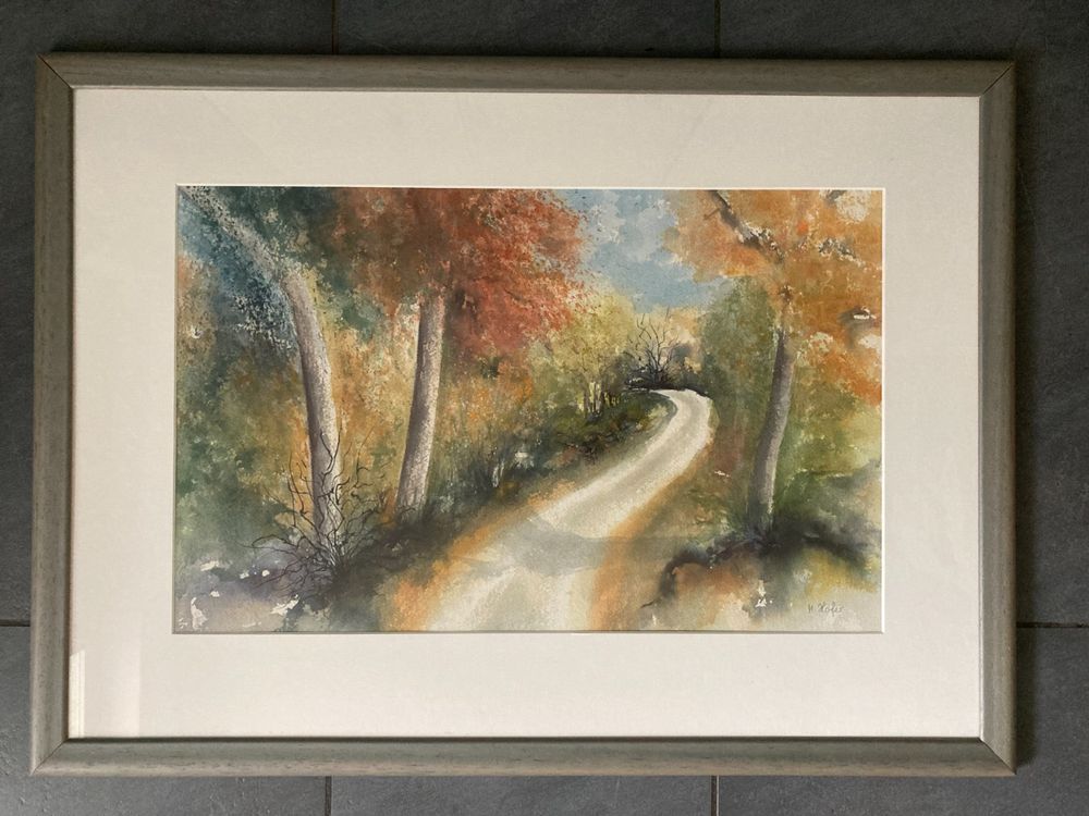Gemälde Aquarell in Holzrahmen / Glas signiert M. Hofer (Gebraucht) in Subingen für CHF 39 – nur ...