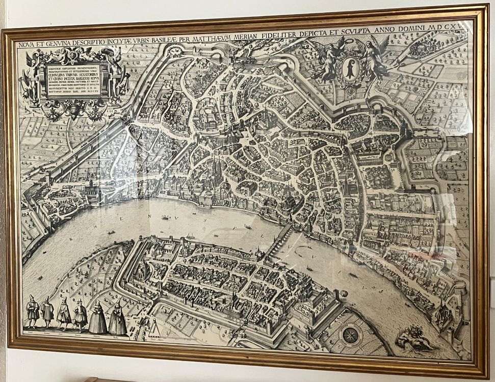 Matthäus Merian Stich 1615: Vogelschau von Basel (Gebraucht) in Hallau ...