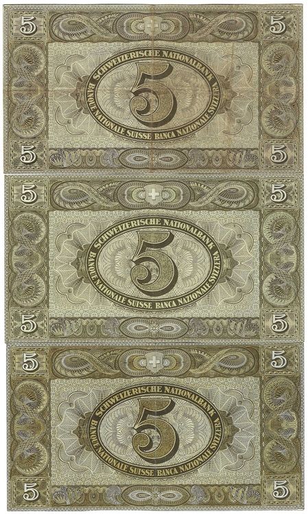 3 schöne Schweizer 5 Franken-Banknoten von 1921/1926/1939 (Gebraucht ...