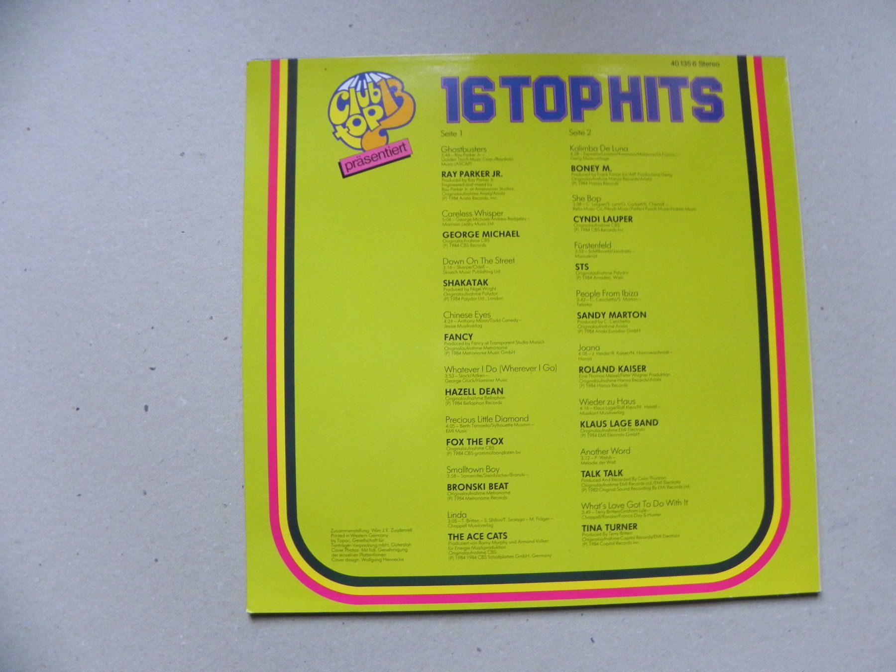 LP 16 Rock Pop Hit 1984 STS Boney M. Fancy Tina Turner (Gebraucht) in ...