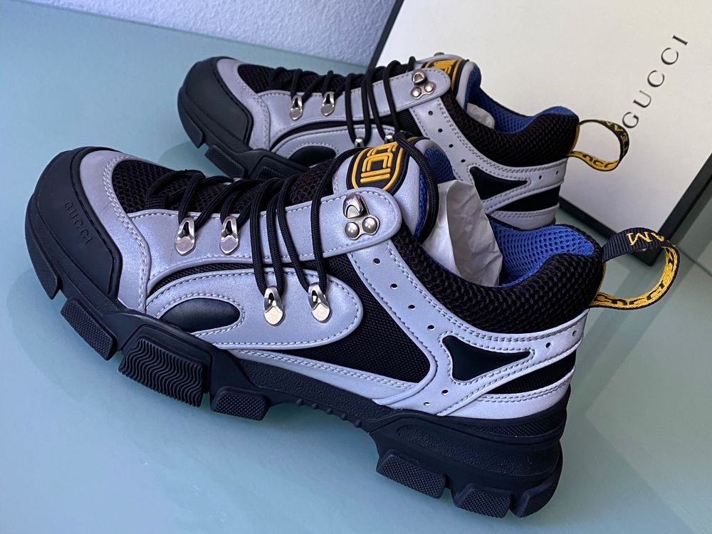 GUCCI Flashtrek Hiking Grau Low Leder Boots Sneakers 42 NEUE (Gebraucht ...
