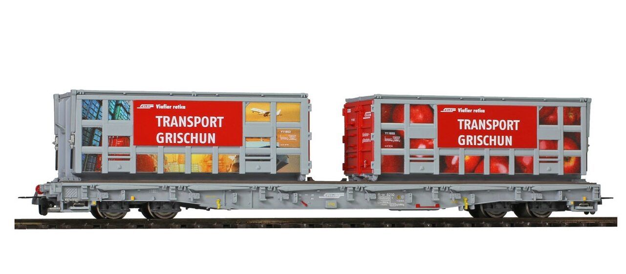 Bemo 2291120 RhB R-w 8210 Tragwagen "Bündner Güterbahn" H0m (Neu und ...