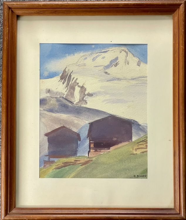 Berglandschaft Gemalde von P.Schaer, Aquarell, 30x25 cm (Gebraucht) in Kölliken für CHF 25 – mit ...