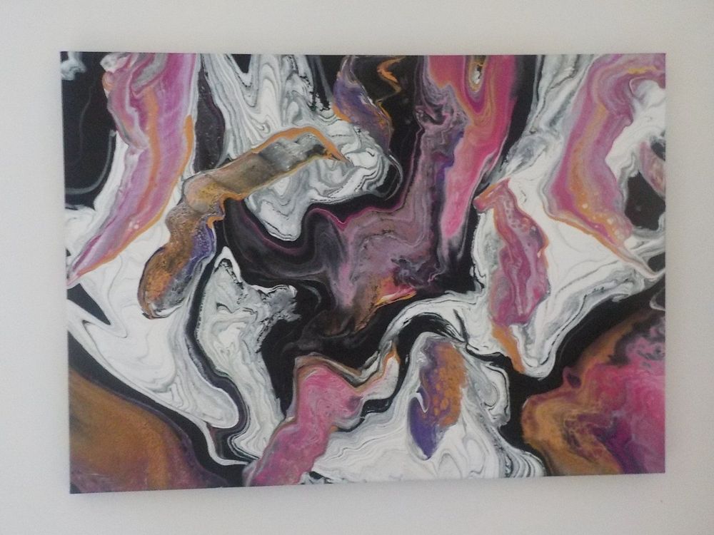Acryl Pouring Pink Schwarz Weiss | Kaufen auf Ricardo