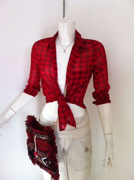 🤩MANGO KARO BLUSE ROT-SCHWARZ NEU & D&G P. (Neu (gemäss Beschreibung ...