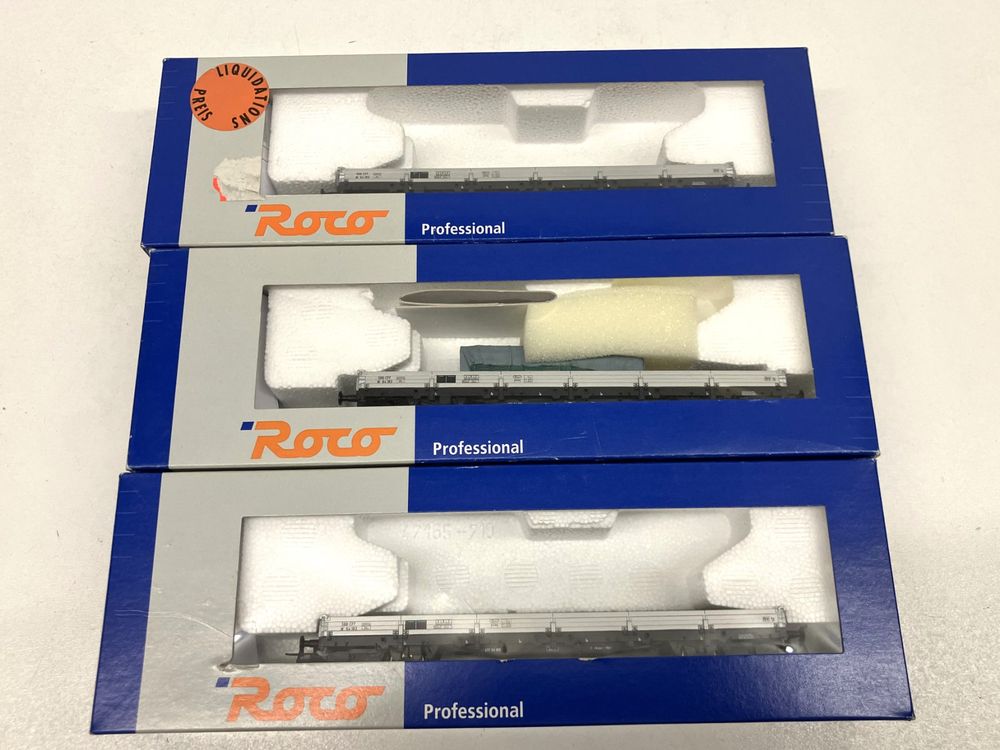 Roco 47791= Set 3 Flachwagen SBB M5 64 183 - 1x beladen (Neu und ...