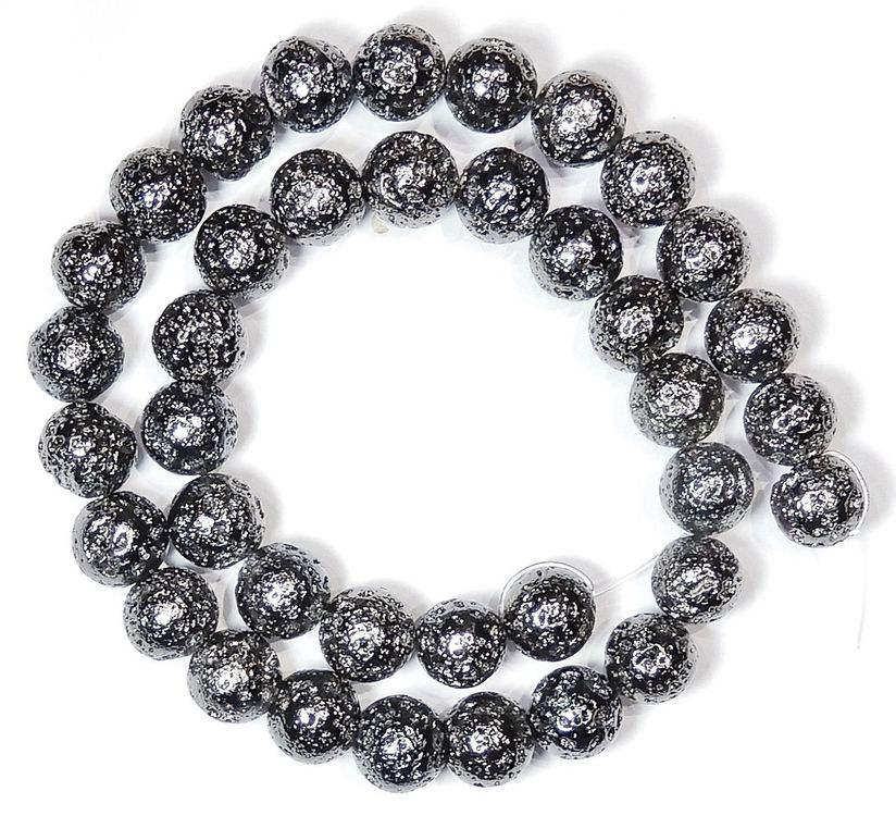 1 Strang Titanium bedampfte echte Lava Perlen 10 mm (Neu (gemäss ...