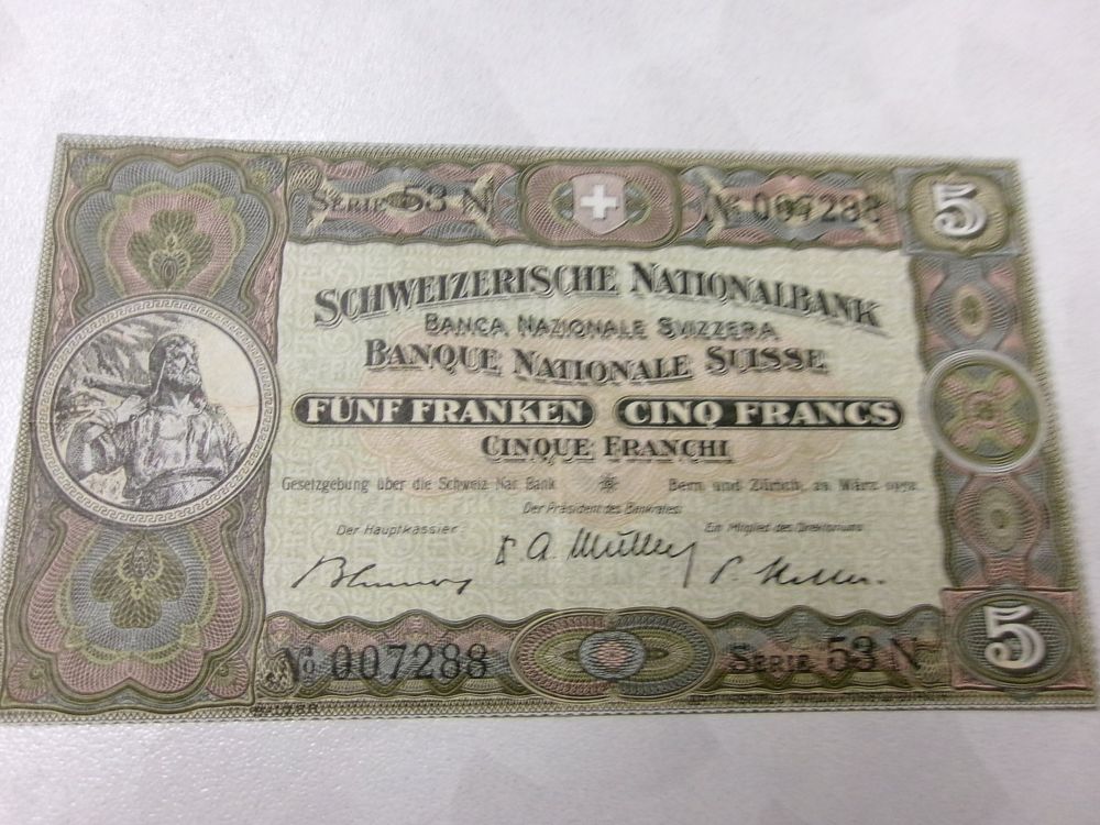 5 Franken Banknote 1952 sehr wenig gebraucht | Kaufen auf Ricardo
