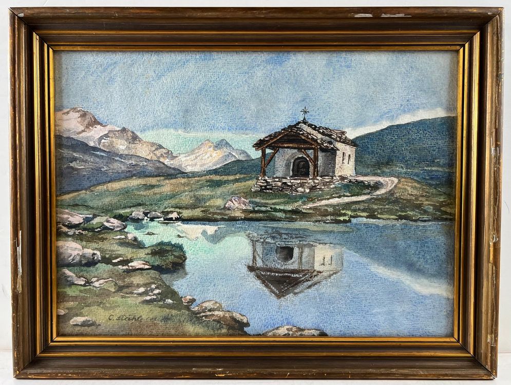 Sehr Alte Berglandschaft Aquarell signiert. | Kaufen auf Ricardo