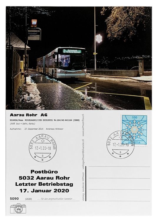 Aarau Rohr Letzttag Post Bus BBA Scania Hess N310UA6X2 N°164 | Kaufen ...