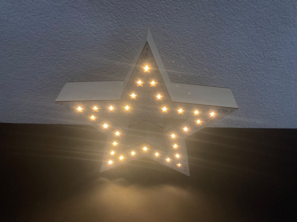 LED-Stern aus Holz mit Timerfunktion, ca. 37x37x8 cm (Neu (gemäss ...