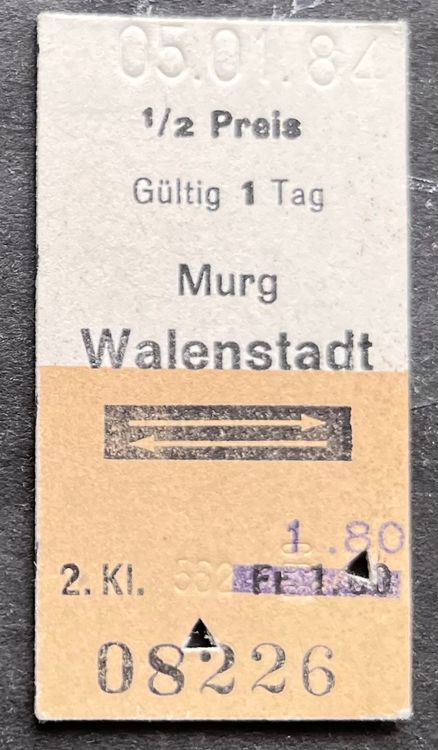 Murg Walenstadt/ Billett 1984 (Gebraucht) in Wabern für CHF 1.7 – mit Lieferung auf Ricardo kaufen