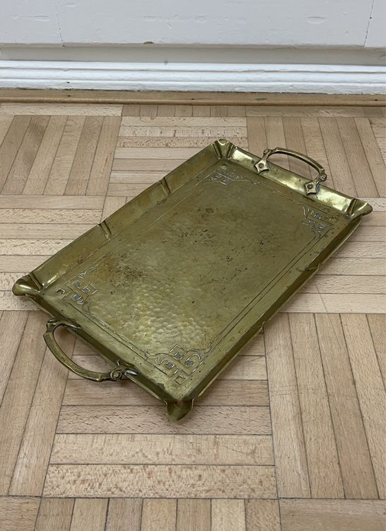 Arts & Crafts Messing Tablett antik Serviertablett hammered (Gebraucht ...
