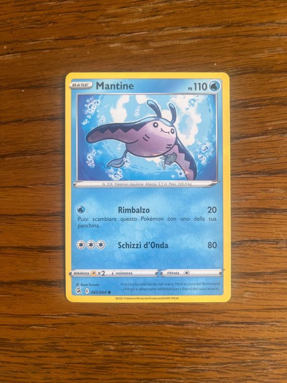 Carte Pokemon Mantine - Fusion Strike - IT (Gebraucht) in Vernayaz für ...