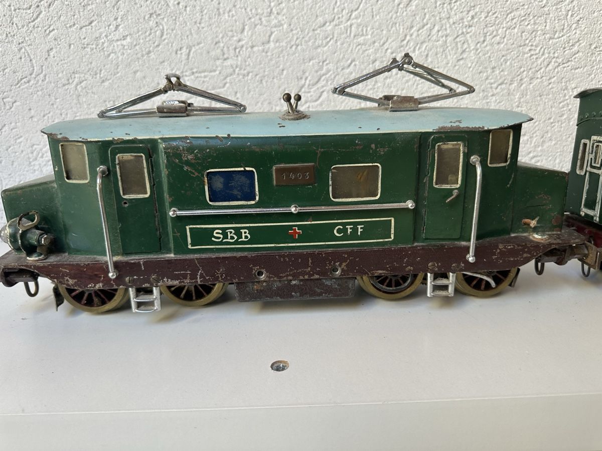 Altes SBB CFF Blech-Zug Set (Lok, 2 Waggons) um 1950 (Gebraucht) in ...