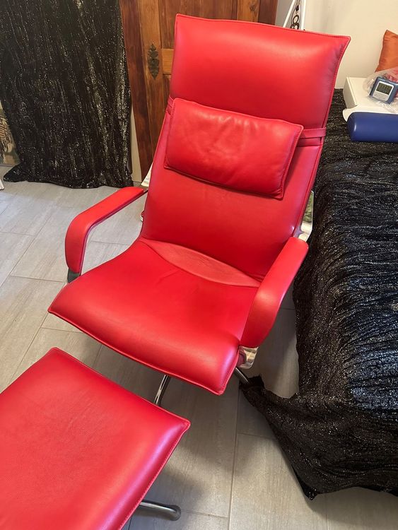 Leder Designer Sessel, Lounge Chair rot | Kaufen auf Ricardo