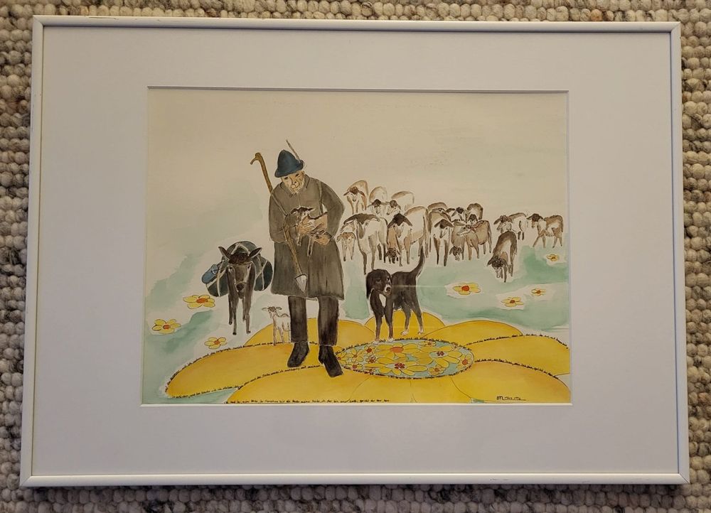 Original Aquarell-Gemälde gerahmt mit Passepartout. Signiert | Kaufen auf Ricardo