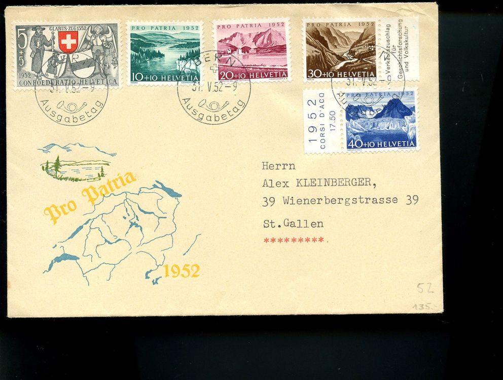 PRO PATRIA 1952 FDC / ERSTTAGBRIEF | Kaufen auf Ricardo