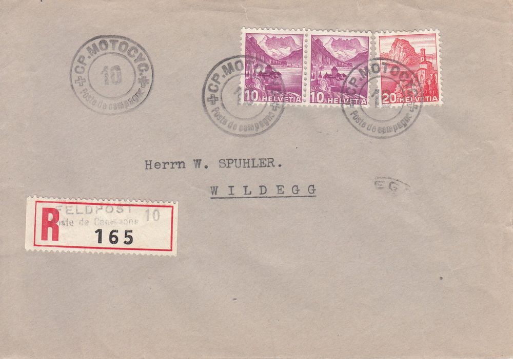 Einschreiben Feldpost mit R-Zettel Feldpost 10 (Gebraucht) in Bürglen TG für CHF 3.5 – mit ...