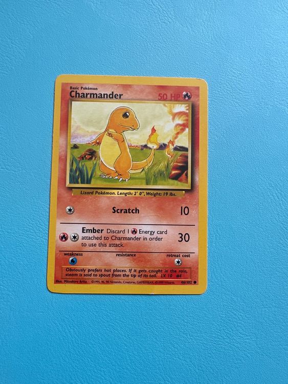 Pokemon Base Set Charmander Gluranda Retro Vintag 1999 Top (Gebraucht ...
