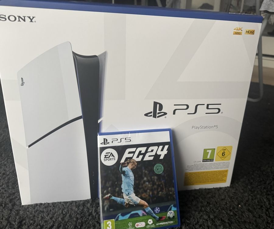 PS5 Playstation 5 Slim Disc Edition 1 TB + FIFA 24 NEU (Neu und ...