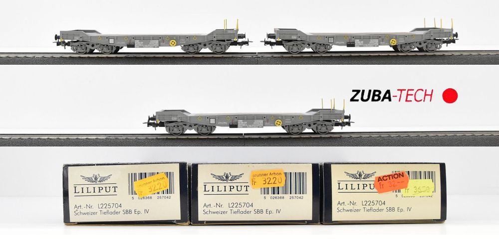 3x Liliput L225704 Tiefladewagen SBB H0 GS mit OVP (Neu (gemäss Beschreibung)) in St. Gallen für ...